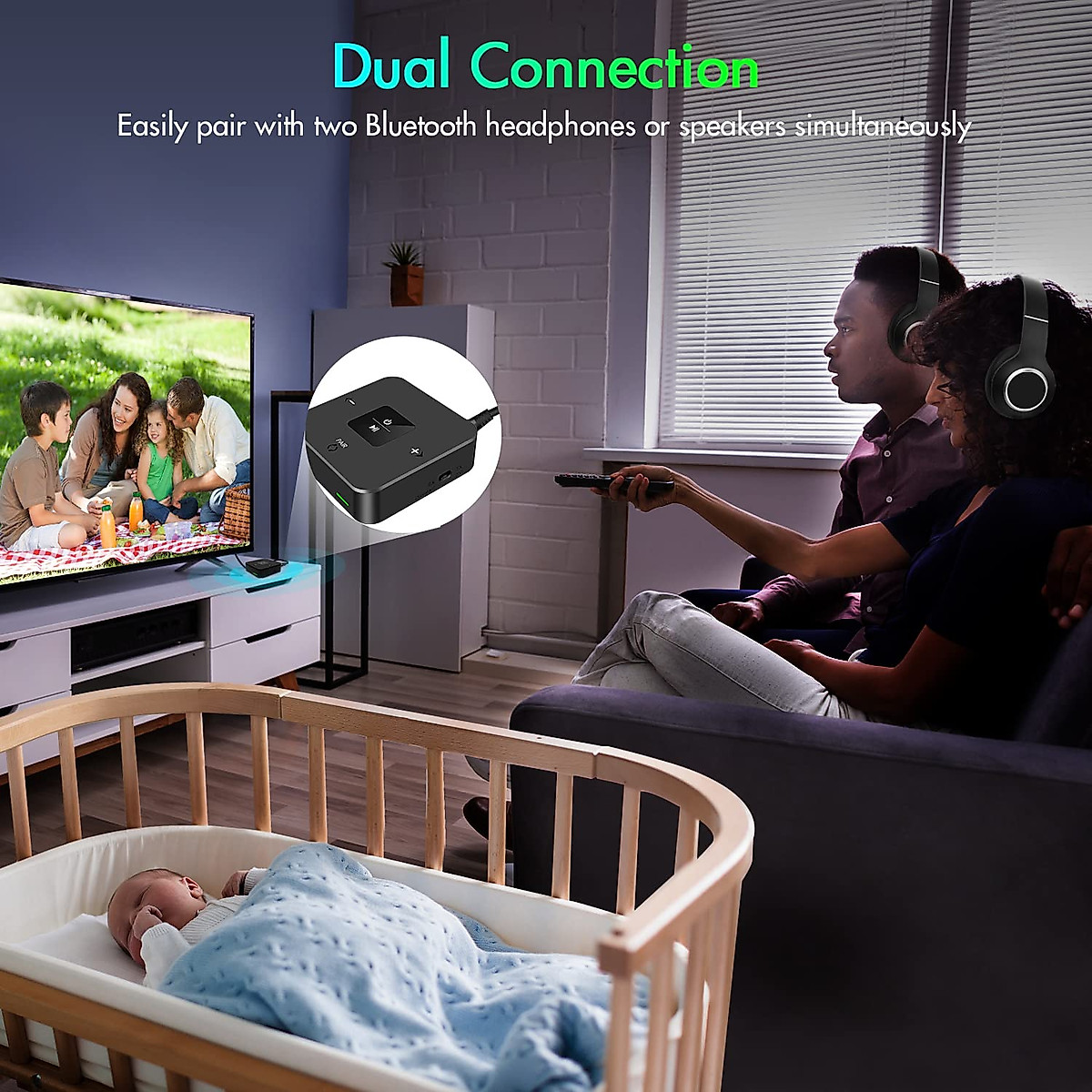 Giveet Bluetooth Transmitter Receiver for TV to Headphones, 2-in-1 Bluetooth V5.0 Adapter w/Volume Control, Optical RCA AUX for PC/DVD/MP3/Home Theater, 25Hrs Playtime, Pairs 2 Devices Simultaneously