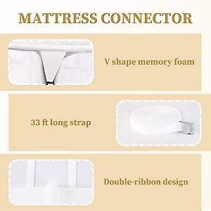 Bed Bridge Twin to King Converter Kit - Adjustable V-shape Bed Connector -Extra Wide Bed Gap Filler - Non-Slip Design Mattress Connector - Light Upgrade Easily Combine - Storage Bag Included