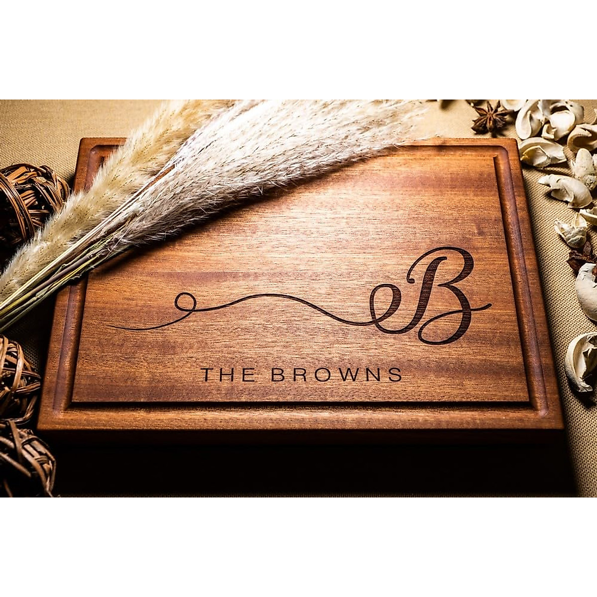 Personalized Cutting Boards, Custom Wedding, Anniversary or Housewarming Gift Idea, Wood Engraved Charcuterie Board for Couples, Monogram Initial Design 055