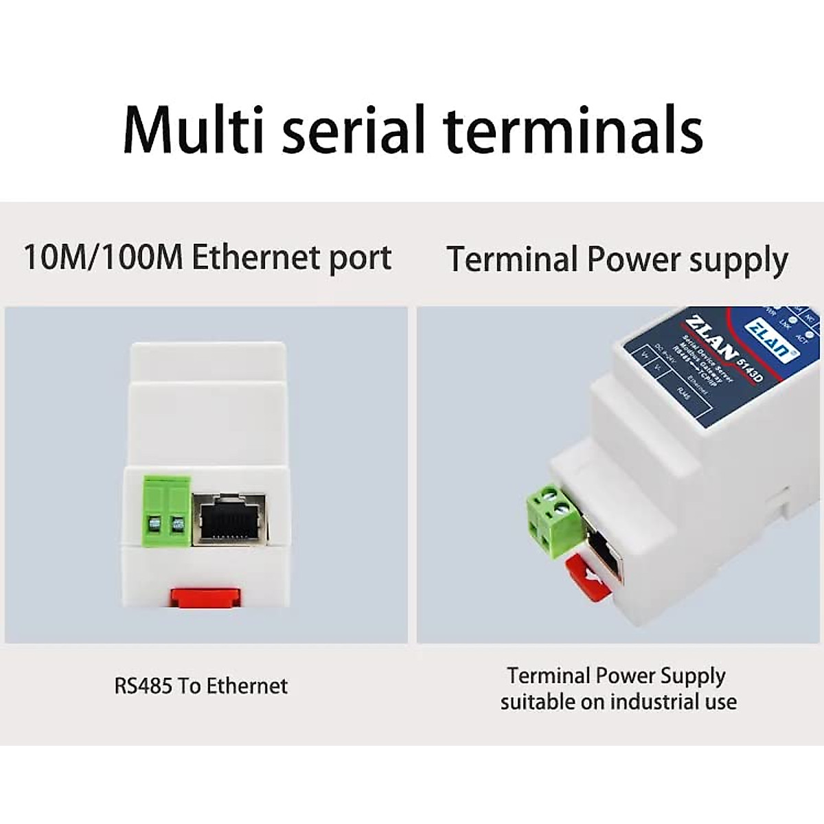 RS485 to TCP/IP Modbus TCP RTU Din Rail Mounted Serial Device Server