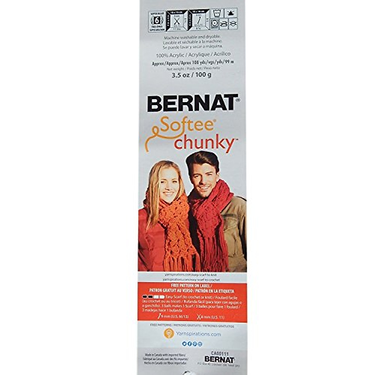 Bernat Softee Chunky Yarn Bundle Super Bulky #6, 3 Skeins Linen 28021