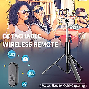 Sensyne 60" Phone Tripod & Selfie Stick, Lightweight All in One Phone Tripod Integrated with Wireless Remote Compatible with All Cell Phones for Selfie/Video Recording/Photo/Live Stream/Vlog（Black）