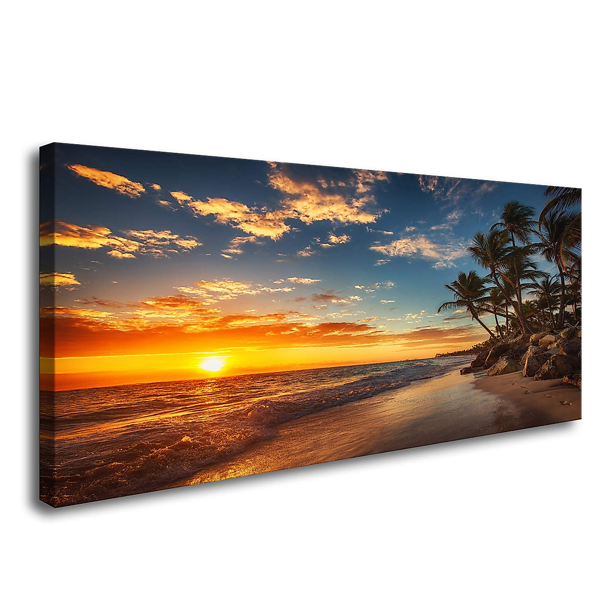 DZL Art S74775 Canvas Painting Print Paradise Tropical Island Beach with Palms Photograph Print Nature Pictures Wall Art Canvas Prints Painting for Living Room Bedroom Decor Office Wall Decor