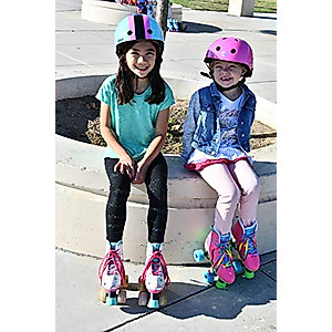 Circle Society Classic Adjustable Indoor & Outdoor Childrens Roller Skates - Jojo Siwa Rainbow - Sizes 3-7, 170035,Multi