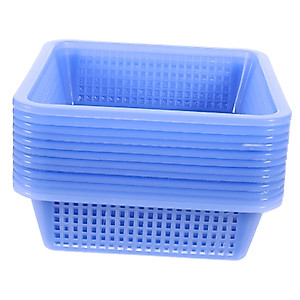 STOBAZA 12pcs Desk Storage Baskets Paper Organizer Basket Plastic Bins with Handles Plastic Basket Bin woven hamper kids plastic pallet Office Drawer Shelf child toy basket desktop