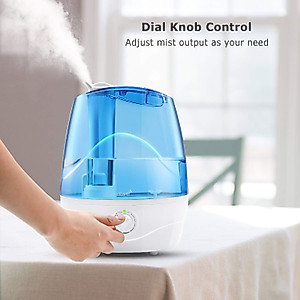Cool Mist Humidifier, 3.2L Ultrasonic Humidifiers for Bedroom Kids, Air Humidifier for Home, Whisper Quiet Vaporizer for Babies with 360°Nozzle,Waterless Auto Shut Off,30H Work Time, Filterless, Blue