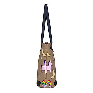 Cartoon Style Unicorn Women's Tote Bag PU Leather Shoulder Bag Handbags Purse For Work Shopping Travel