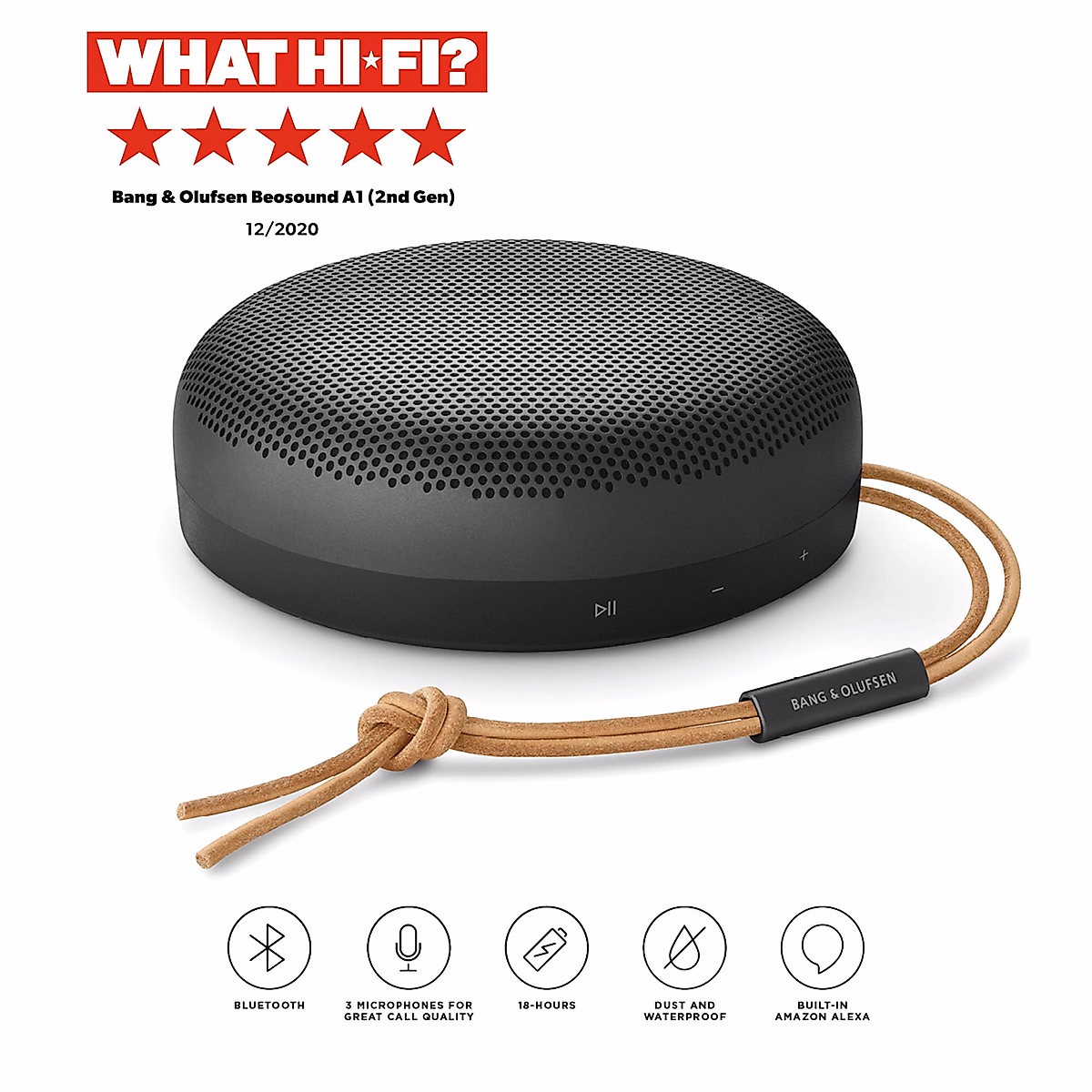 Bang & Olufsen Beosound A1 (2nd Generation) Wireless Portable Waterproof Bluetooth Speaker with Microphone, Anthracite