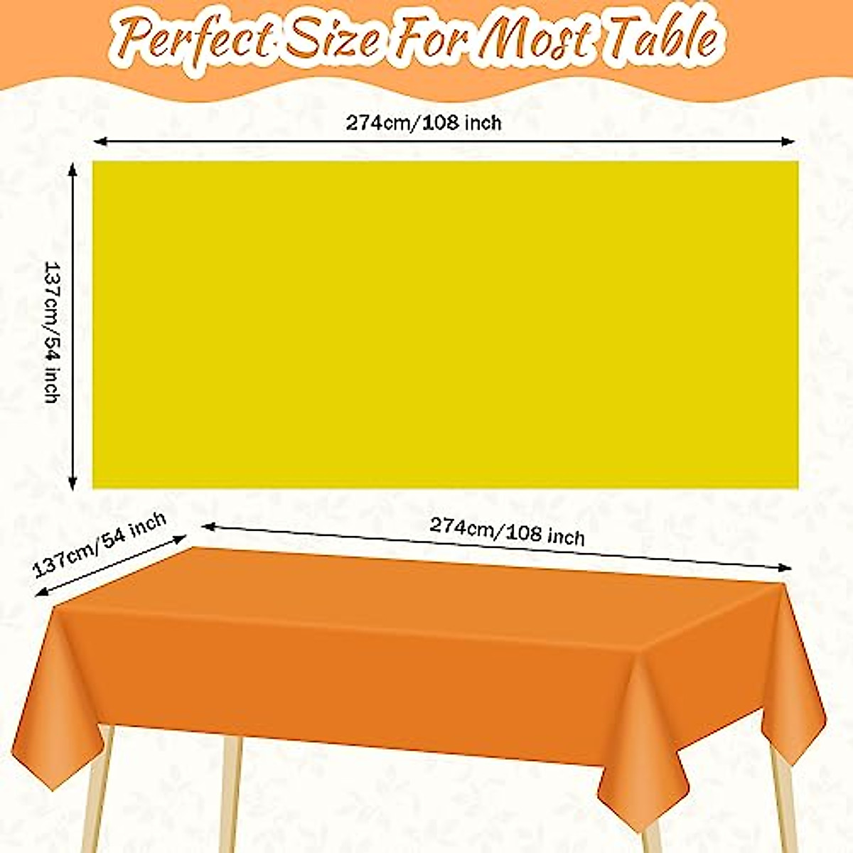 Patelai 24 Pcs Thanksgiving Disposable Plastic Tablecloth Fall Tablecloth for Rectangle Tables Waterproof Table Cover for Thanksgiving Fall Party Decoration, 54 x 108 Inch (Orange,Yellow,Brown)
