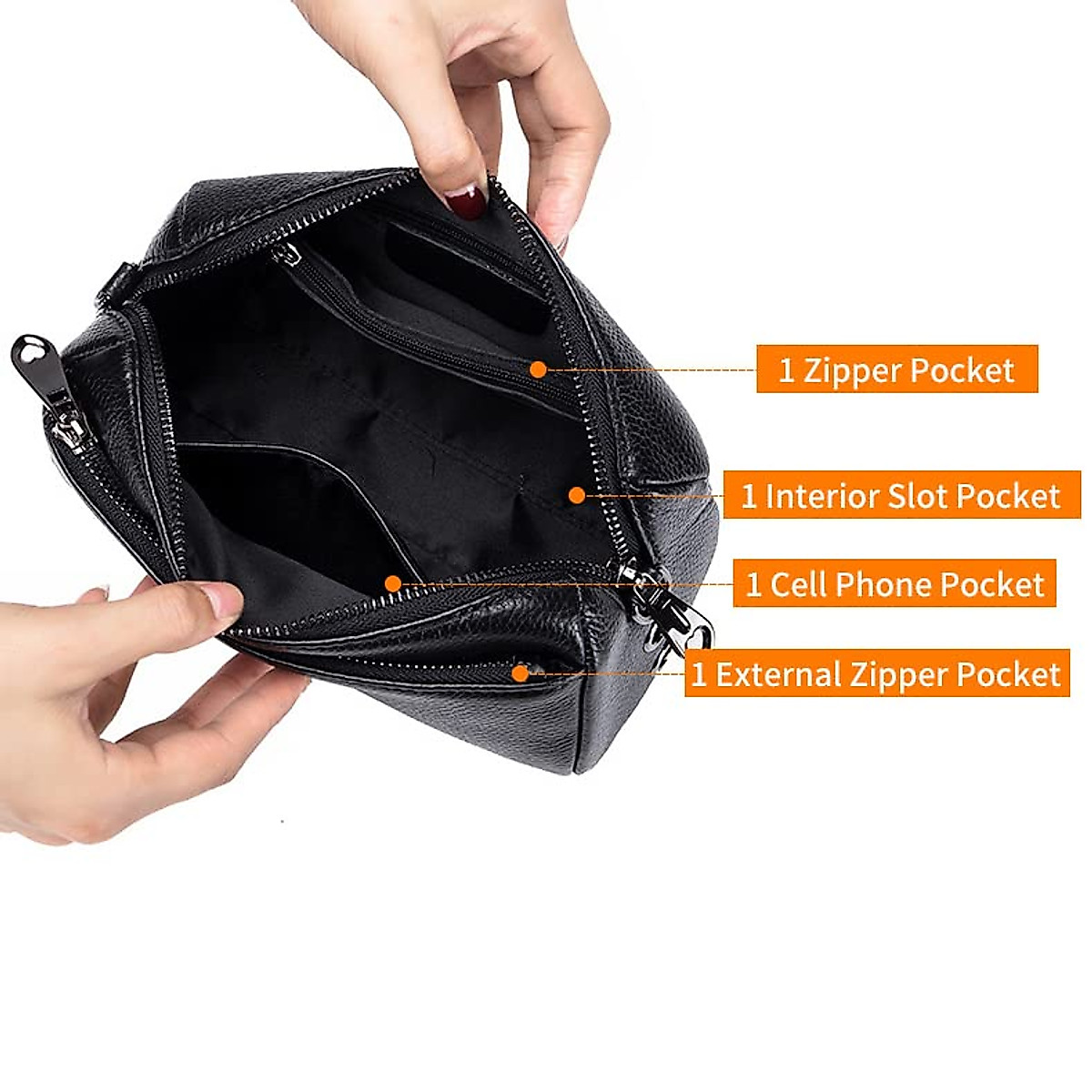 Lecxci Womens Small Leather Crossbody Bag, Zipper Clutch Phone Wallet Purse for Women (Y Light Purple -1)