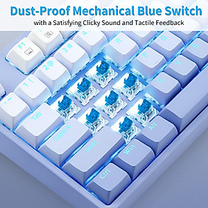 HUO JI E-YOOSO Mechanical Gaming Keyboard with Gradient Blue PBT Keycaps Blue Switches LED Backlit Wired 87 Key Tenkeyness for Windows PC