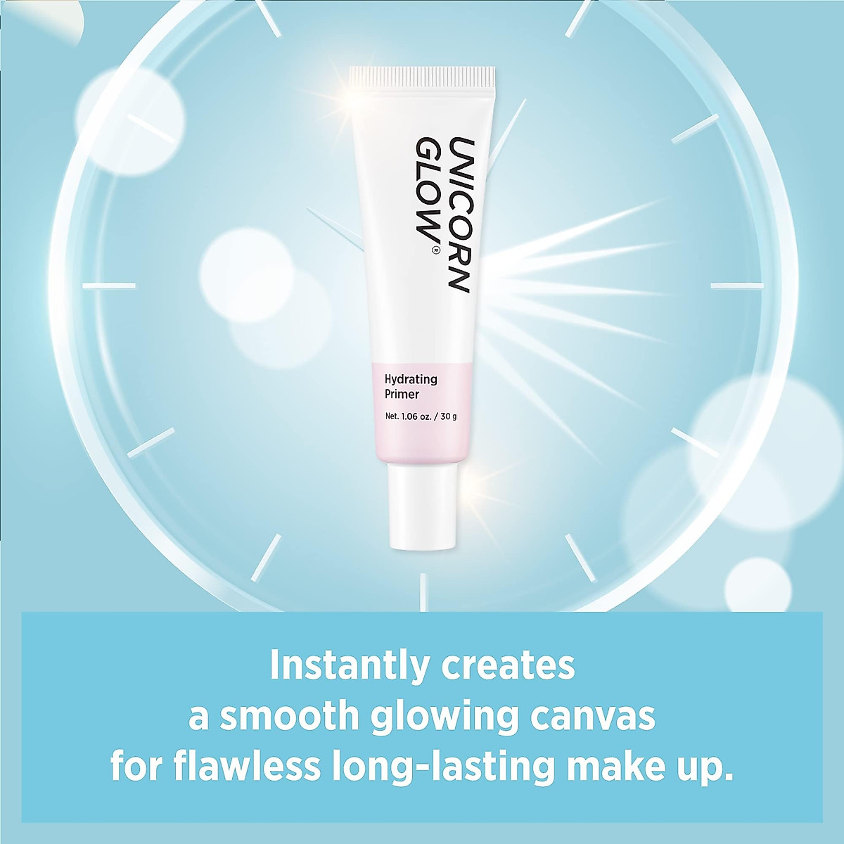 UNICORN GLOW Hydrating Primer - Makeup Grip Gel Primer Hydrating face primer, Pore blurring smoothing Long lasting make up Vegan Cruelty-Free [2023 Updated Package is White]