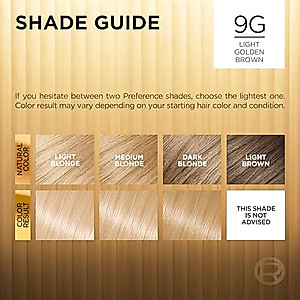 L'Oreal Paris Superior Preference Fade-Defying + Shine Permanent Hair Color, 9G Light Golden Blonde, Pack of 1, Hair Dye