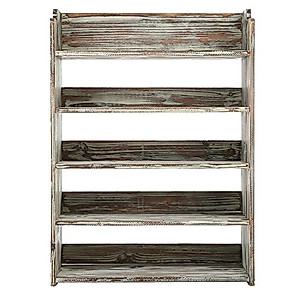 MyGift 5 Tier Rustic Torched Wood Entryway Shoe Rack Storage Shelves, Closet Organizer Shelf