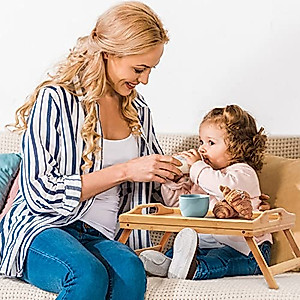 Bed Tray Table Folding Legs with Handles Breakfast Tray for Sofa Eating,Drawing,Platters Bamboo Serving Lap Desk Snack Tray