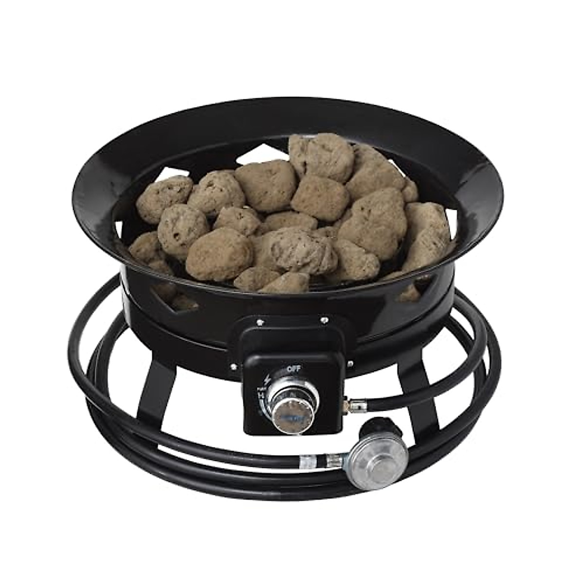 Flame King Smokeless Propane Fire Pit, 19-inch Portable Firebowl, 58K BTU with Self Igniter, Cover, & Carry Straps for RV, Camping, & Outdoor Living