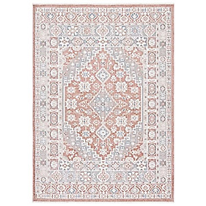 SAFAVIEH Blair Collection Area Rug - 9' x 12', Rose & Grey, Oriental Design, Non-Shedding Machine Washable & Slip Resistant Ideal for High Traffic Areas in Living Room, Bedroom (BLR206U)