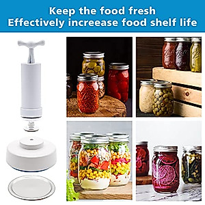Mason Jar Vacuum Sealer,Vacuum Sealing Kit for Wide-Mouth & Regular-Mouth Mason Jars,With Jar Attachment-Adapter Hose-Vacuum Bag and Manual Vacuum Pump,Compatible With Most Brands of Vacuum Machines