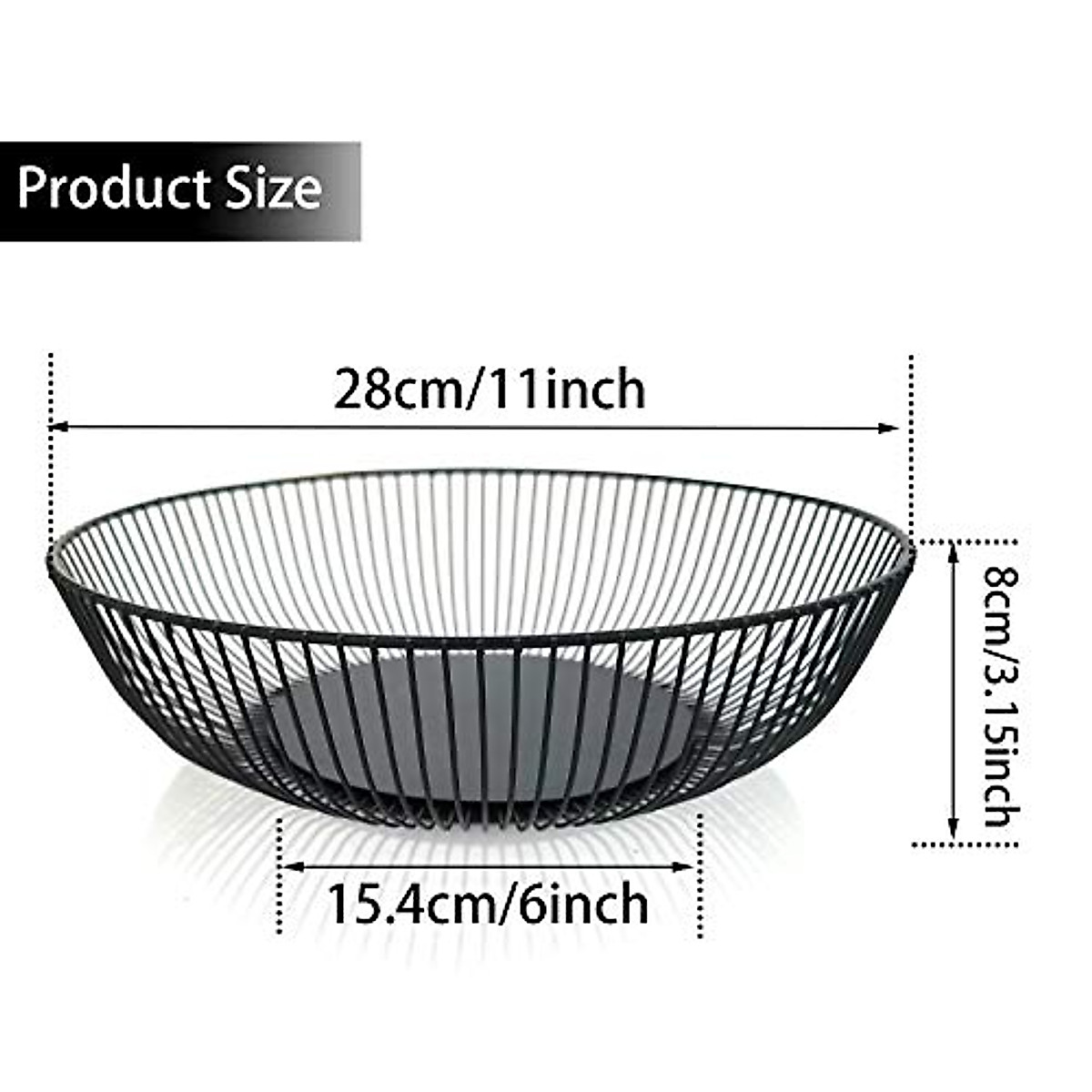 TEETOOKEA Metal Wire Fruit Basket, Creative Minimalist Housewares Metal Iron Fruit Storage Bowls Holder for Kitchen Counter, Home Decor, Table Centerpiece Decorative (Hemisphere)