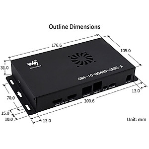 Metal Case/Box with Cooling Fan for Raspberry Pi Compute Module 4 IO Board, Mini Computer Chassis with HDMI,Ethernet,USB ,DSI Display Port, CSI Camera Port