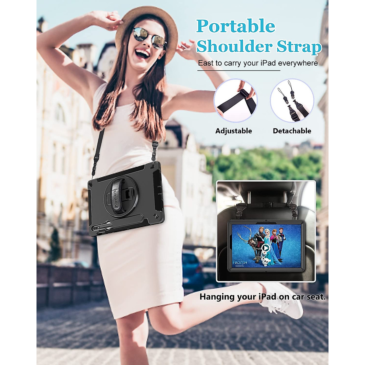 Case for Samsung Tab S7/S8 11 Inch 2022: Military Grade Shockproof Protective TPU Cover for Galaxy Tablet S7 11 Inch 2020 W/Stand - Handle - Shoulder Strap - S-Pen Holder -Red