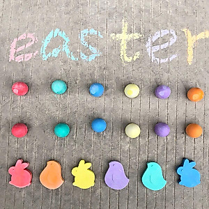 JoFAN 18 Pack Easter Sidewalk Chalk Set with Easter Eggs Bunny Chicken for Kids Boys Girls Toddlers Easter Basket Stuffers Gifts Fillers Party Favors