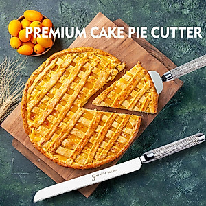 ROXBURGH Wedding Cake Knife and Server Set, Mr and Mrs Forks, Cake Cutting Set for Wedding, 420 Stainless Steel Silver Cake Cutter and Pie Server Slicer, Rhinestones Studded Handle Engagement