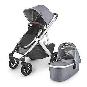 Vista V2 Stroller - Gregory (Blue Melange/Silver/Saddle Leather)+ MESA V2 Infant Car Seat - Jake (Charcoal)