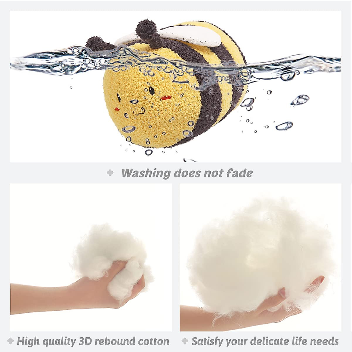 ARELUX 14in Soft Bee Stuffed Animal Plush Toy Cute Fuzzy Bumblebee Plushies Doll Realistic Cartoon Honeybee Anime Pillow Room Decor Birthday for Kids Friends Boys Girls