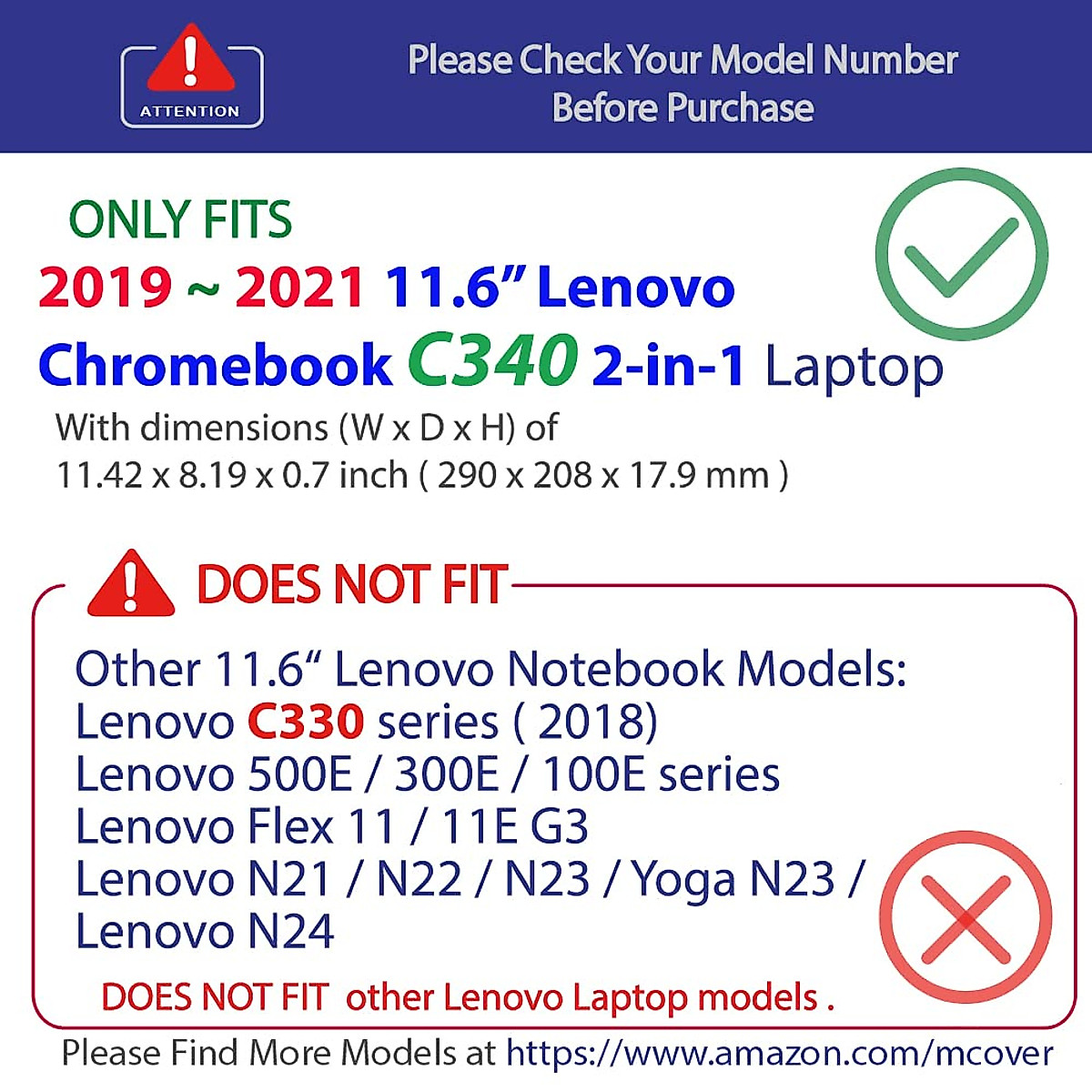 mCover Case Compatible for 2019~2021 11.6" Lenovo Chromebook C340 Series 2-in-1 Laptop Computers ONLY (NOT Fitting Any Other Lenovo Models) - Purple