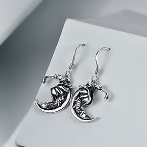 YFN Dragon Earrings Sterling Silver Wreathe Moon Dragon Drop Dangle Earrings Gift for Women