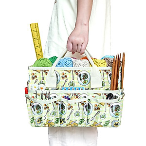 qianshan Craft Organizer Bag with Multiple Pockets, Large Art Storage Caddy with Handles for Art, Craft, Sewing, Make-up，Scrapbooking, Medical, and Office Supplies Storage.Yellow Lunch