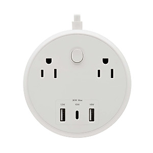 Tripp Lite Safe-IT 30W Surge Protector, 2 Outlets & 2 USB + 1 USB-C Port for Fast Charging, 300 Joules, 6 Foot 5-15P Cord, Manufacturer's Warranty & $25,000 Insurance (TLP26PD30WCAM)