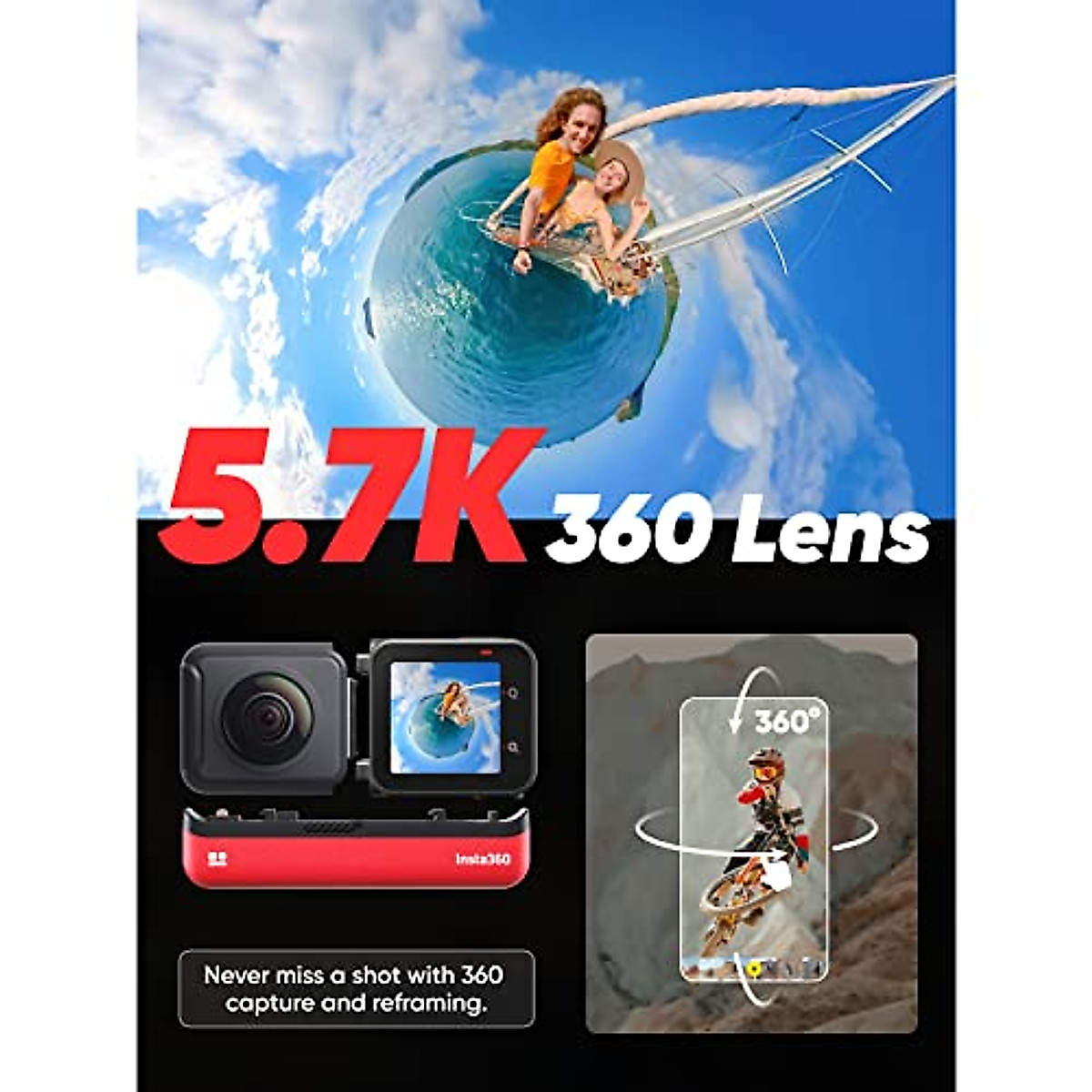 Insta360 ONE RS Twin Edition – Waterproof 4K 60fps Action Camera & 5.7K 360 Camera with Interchangeable Lenses, Stabilization, 48MP Photo, Active HDR, AI Editing