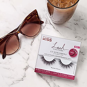KISS Lash Couture Luxtension, False Eyelashes, Russian Volume', 16 mm, Includes 1 Pair Of Lash, Contact Lens Friendly, Easy to Apply, Reusable Strip Lashes