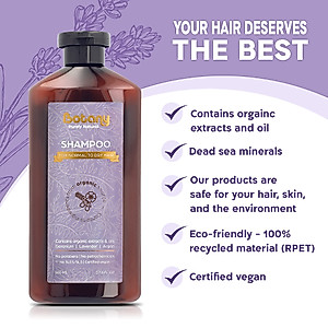 Botany Natural Shampoo for Normal to Dry Hair with Organic Argan Oil, Geranium, and Lavender - Vegan Shampoo for Women and Men SLS/SLES, Silicon, Paraben and Cruelty Free,17.6 oz