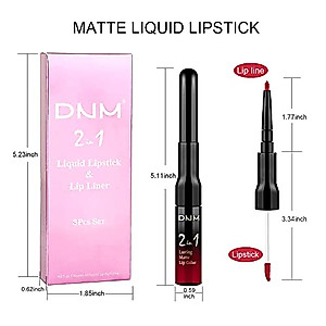 evpct 3Pcs Deep Dark Red Lip Stain Matte Lip Liner and Liquid Lipstick Set Long Lasting Smudge Proof labiales matte larga duracion listip 24 hours matte a prueba de agua mate 24 horas originales