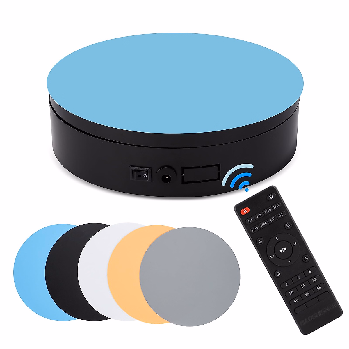 BAOSHISHAN Rotating Display Stand 7inch/44lb Photography Turntable with Remote Control, Motorized Display Turntable for Live Video Photography Cup Models (Black)