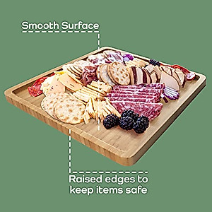 BambooMN Organic Bamboo Serving Tray, Vanity Tray, Tea Serving, Appetizers, Snacks, Charcuterie Tray - Rounded Edges, 11"x5.5"x0.6" - 1 Piece