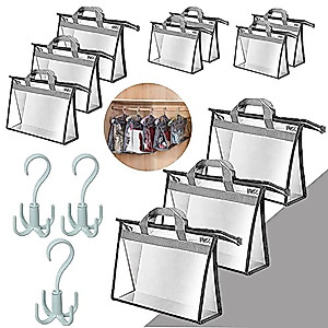 Loloka 10 Packs Clear Handbags Storage, Extra Size Purse Storage Organizer for Closet with Zipper and Handles (10 Packs)