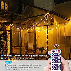 TTKTK Solar String Lights Outdoor with Remote 36 Feet 60LED Crystal Globe Waterproof LED Outdoor Lights Solar Powered 8 Modes Patio Light for Outdoor Garden Lamps for Festive Decoration (Warm White)