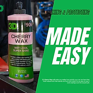 3D Cherry Wax - Deep Gloss, Wet Look Carnauba Car Wax - UV Protection for Dark Paint Colors 16oz.