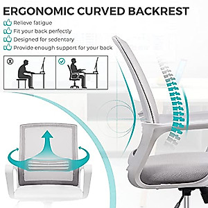 Office Chair, Desk Chair Ergonomic Mesh Office Chair Mesh Grey Computer Chair, Home Office Desk Chairs with Wheels, Mid Back Office Desk Chair Rolling Swivel Task Chair with Lumbar Support Armrests