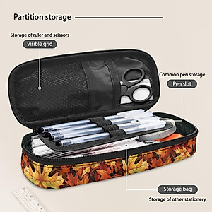 AQYAPTOIY Maple Leaf Kids Pencil Case for Boys Girls Fall Pencil Pouch,Cute Cat Pencil Pouch Organizer for Preschool Children Pencil Container for Toddler Niñas Pencil Bag