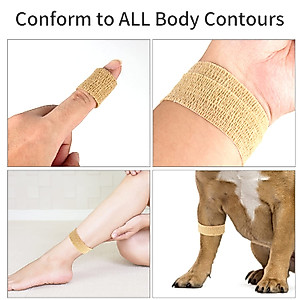 sansheng 1Inch Self Adherent Cohesive Wrap Bandages,Brown Athletic Tape for Wrist, Ankle, Hand, etc(12 Pack)