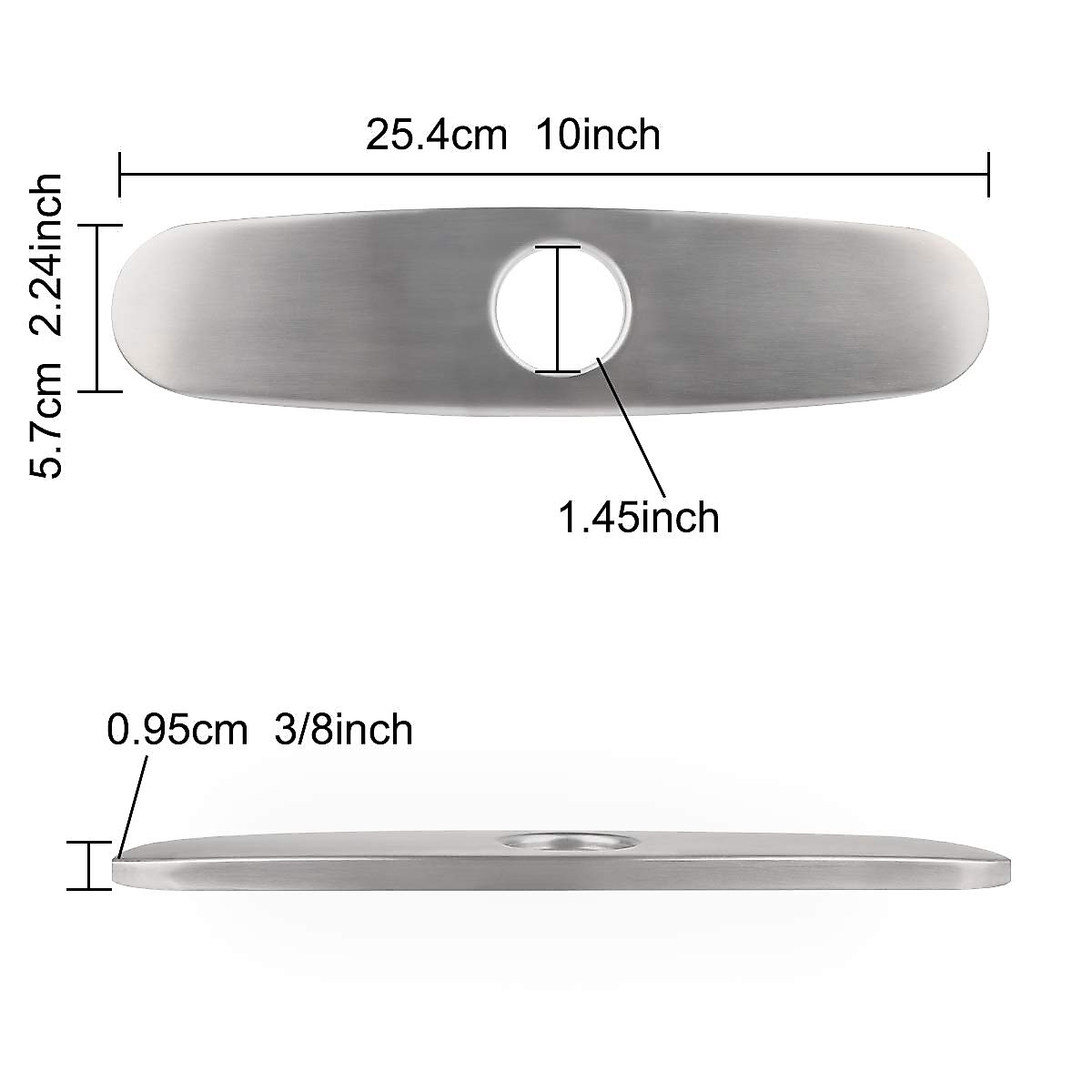 KWODE 10 Inch Single Hole Cover Deck Plate, Escutcheon Plate Stainless Steel Kitchen Sink Faucet Cover Plate for 1 or 3 Hole Bathroom Vanity Sink Faucet, Covering Unused Mounting Holes
