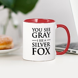 CafePress You See Gray, I See A Silver Fox Mugs Ceramic Coffee Mug, Tea Cup 11 oz