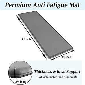 Artnice Anti Fatigue Kitchen Mat, 3/4 Inch Thick Waterproof Non Slip Cushioned Kitchen Rugs, Memory Foam Comfort Standing Mat for Home, Sink, Office, Laundry (20"x71",Grey)