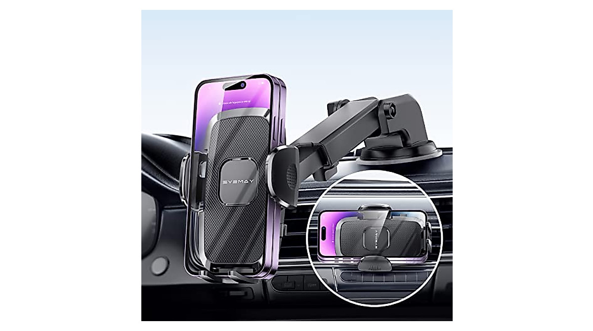 Eyemay 2023 Upgraded Car Phone Holder - 3 in 1 Mount for All Phones