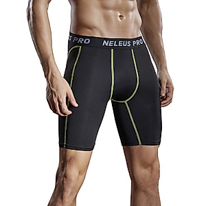 NELEUS Men's Spandex Compression Shorts Athletic Workout Running Performance Baselayer,3 Pack,047,Black,US M,EU L